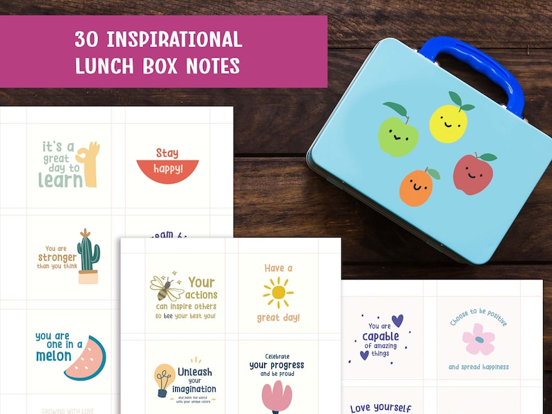 Printable Lunchbox Notes, Inspirational Lunch Box Cards for Kids ...