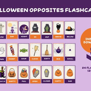 Halloween Opposite Flashcards, Montessori Homeschool Flashcards ...