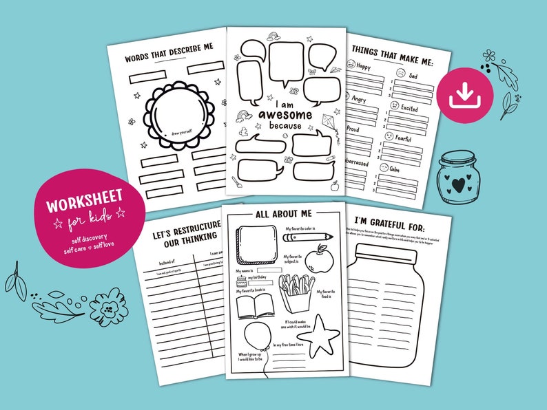 10 Self-esteem Worksheets for Kids, Printable Journal, Therapy ...