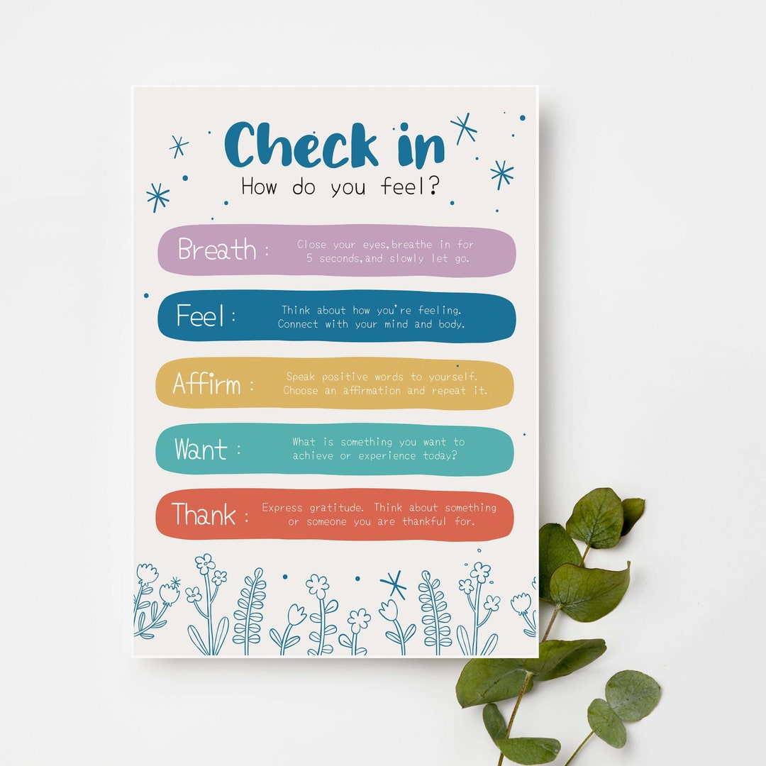 Feelings Check in Poster Self-care Check-in Check in Therapy - Etsy