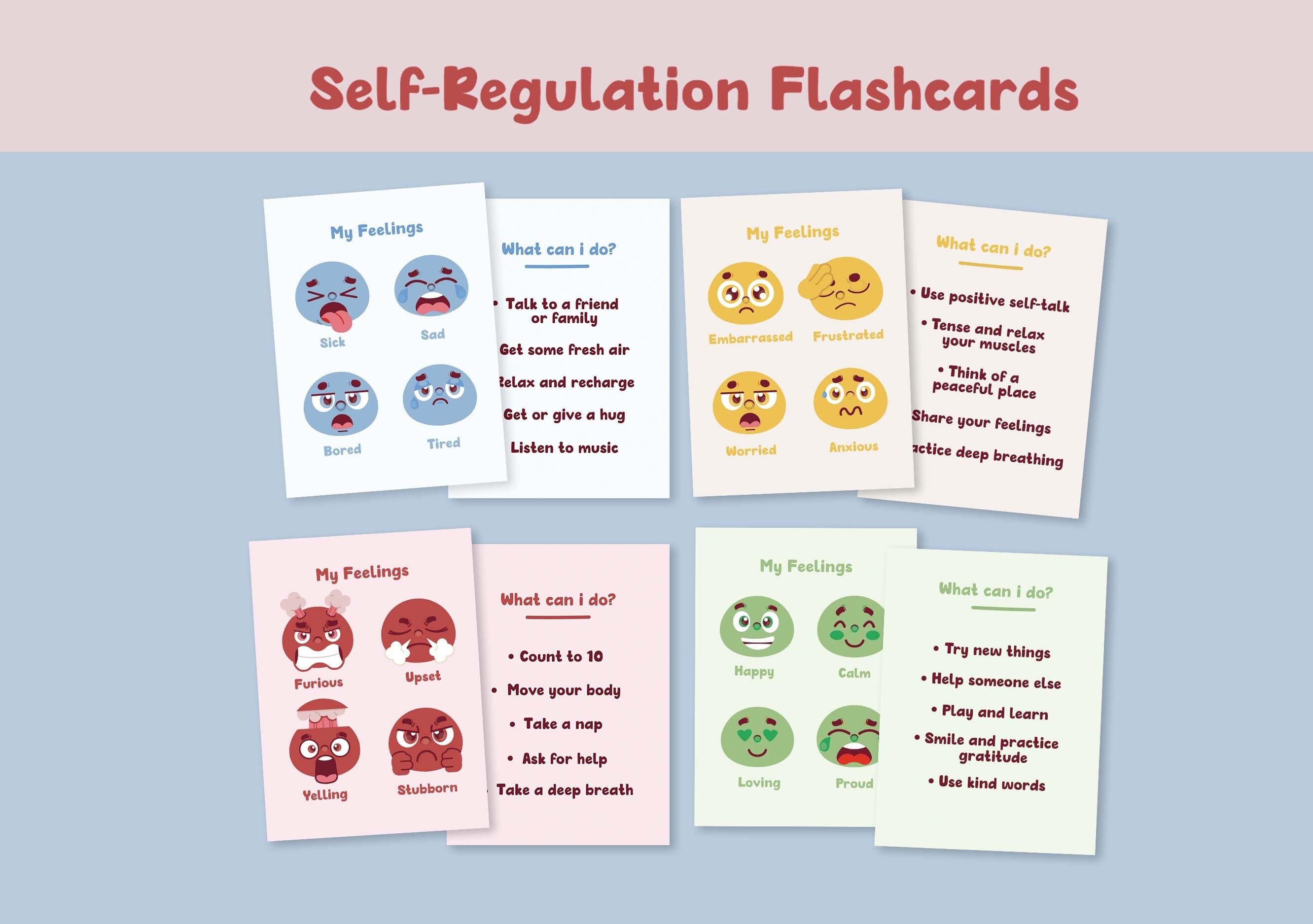 Self-regulation Flashcards, Anxiety Relief, Calming Corner, Coping ...