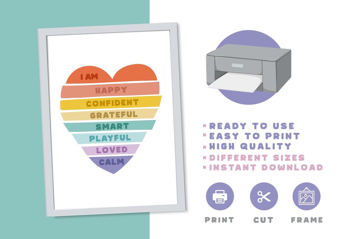 Positive Affirmations for Kids, I Am Posters Positive Posters, Playroom ...