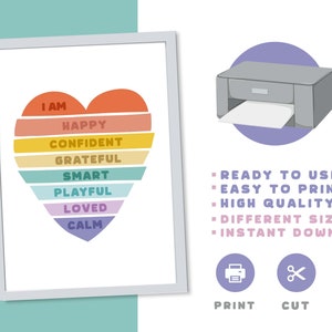 Positive Affirmations for Kids, I Am Posters Positive Posters, Playroom ...