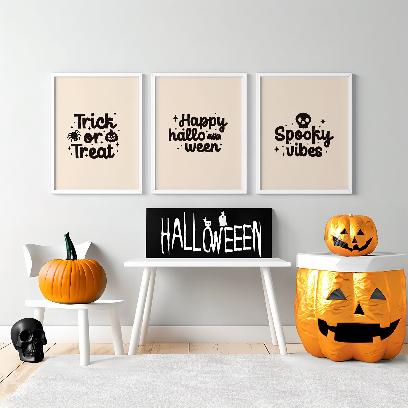 Halloween Decor Set of 3, Minimal Halloween, Classroom Posters, Kids ...
