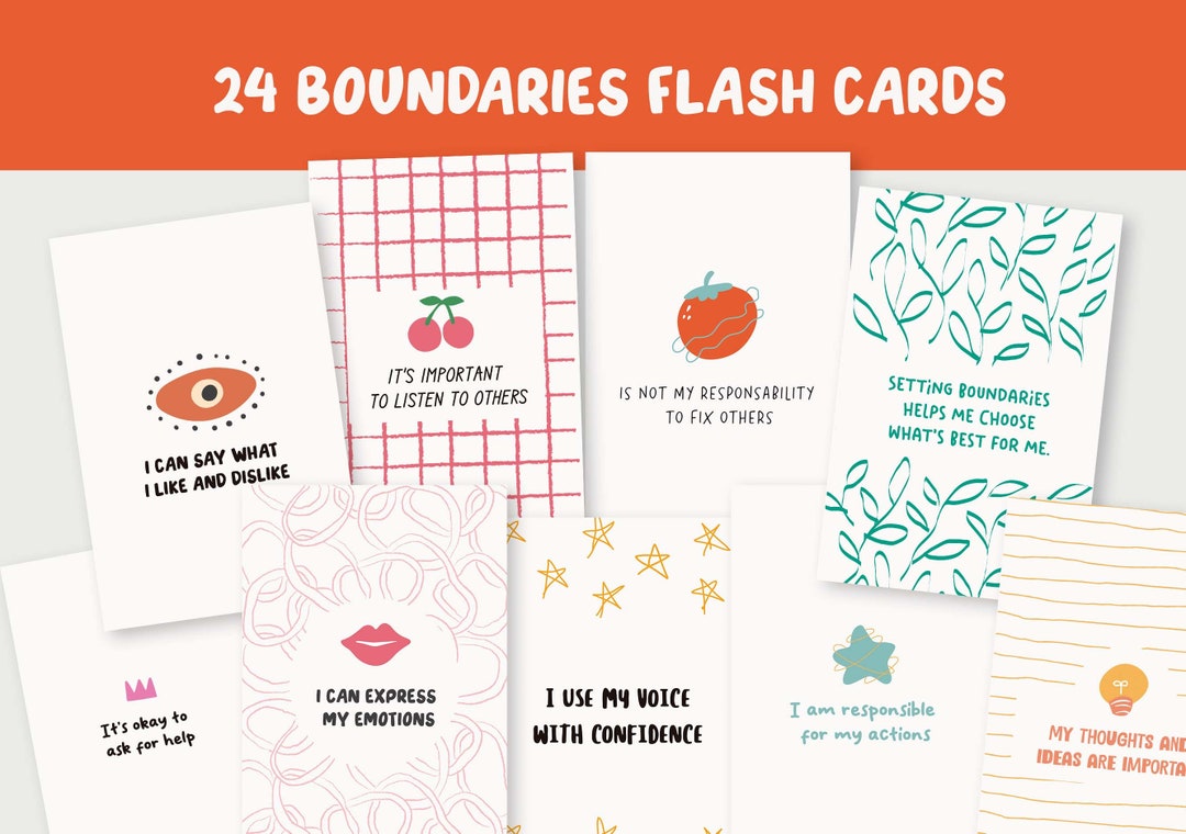 Personal Boundaries Flash Cards for Kids, Healthy Boundaries, Boundary ...