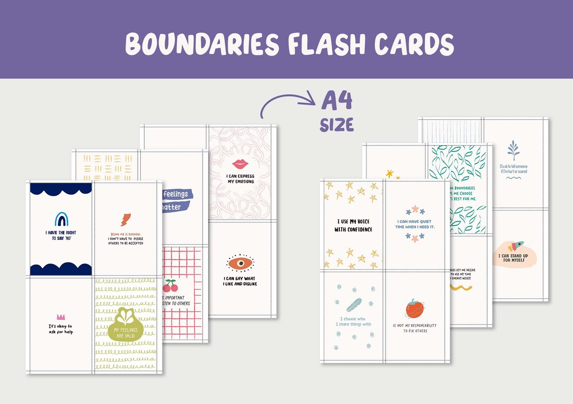 Personal Boundaries Flash Cards for Kids, Healthy Boundaries, Boundary ...