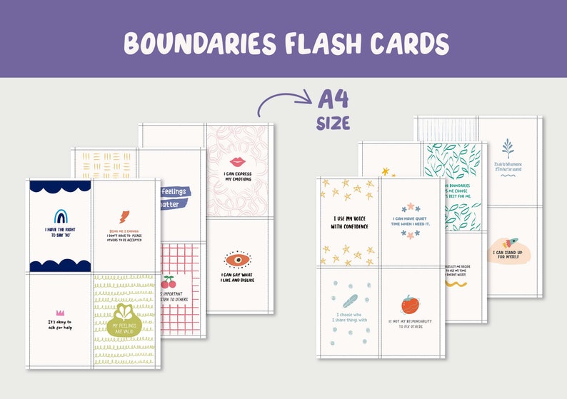 Personal Boundaries Flash Cards for Kids, Healthy Boundaries, Boundary ...