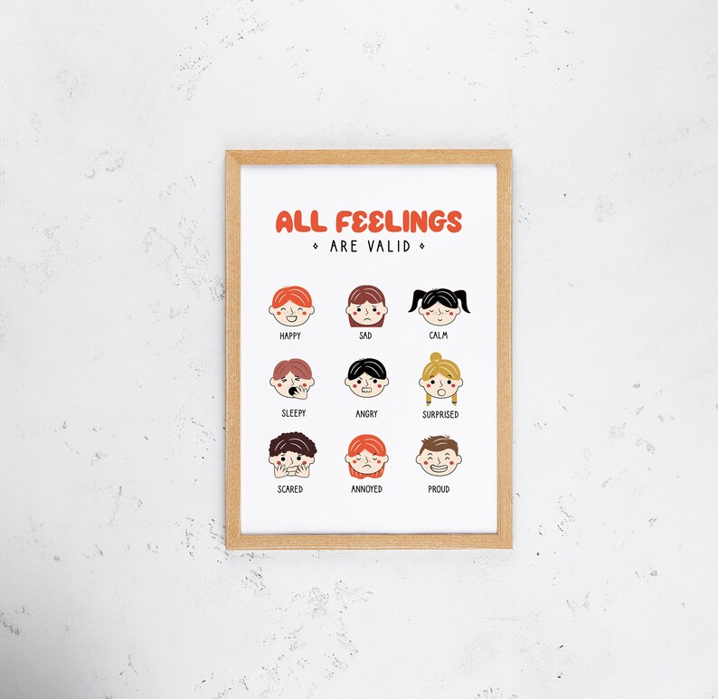 Feelings Chart for Kids, Emotions Print, Educational Wall Art ...