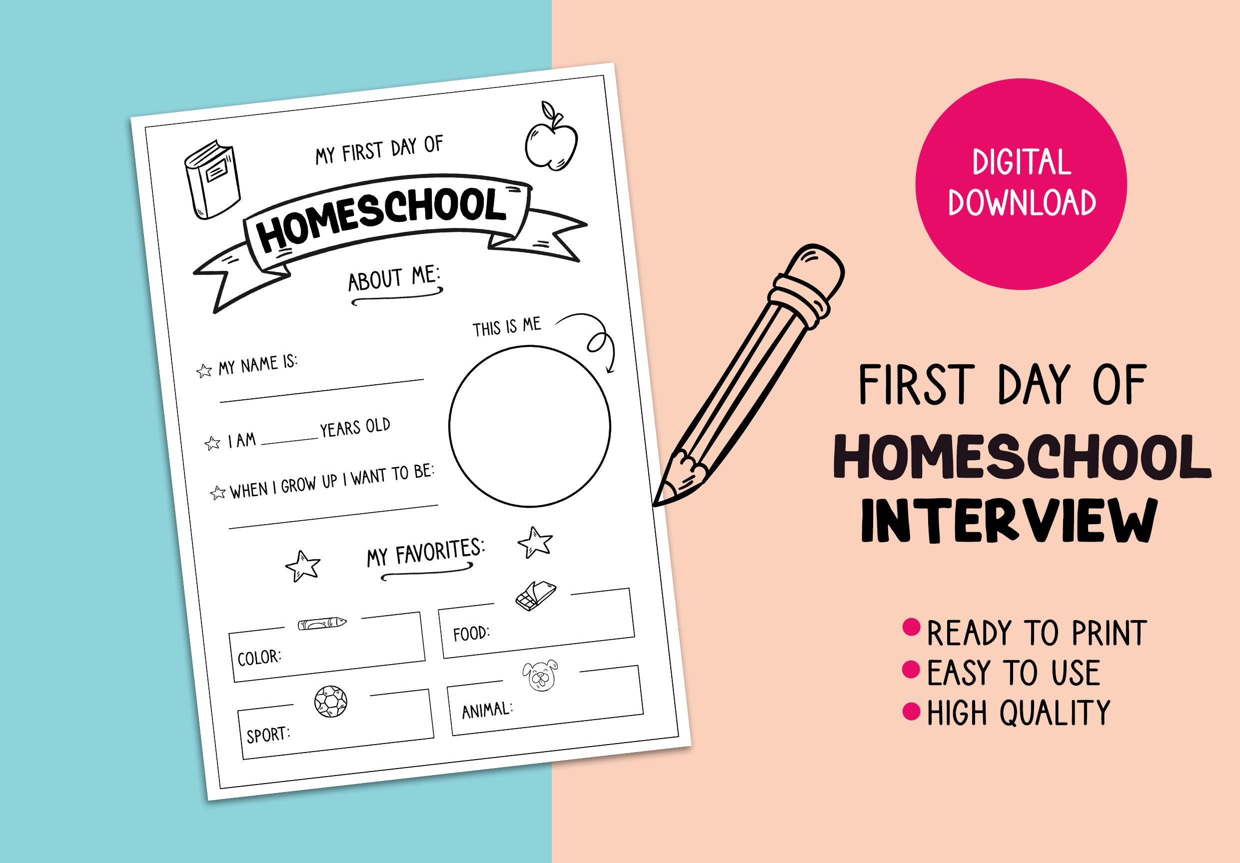 First Day of Homeschool Interview, Printable Worksheet, Homeschooling ...
