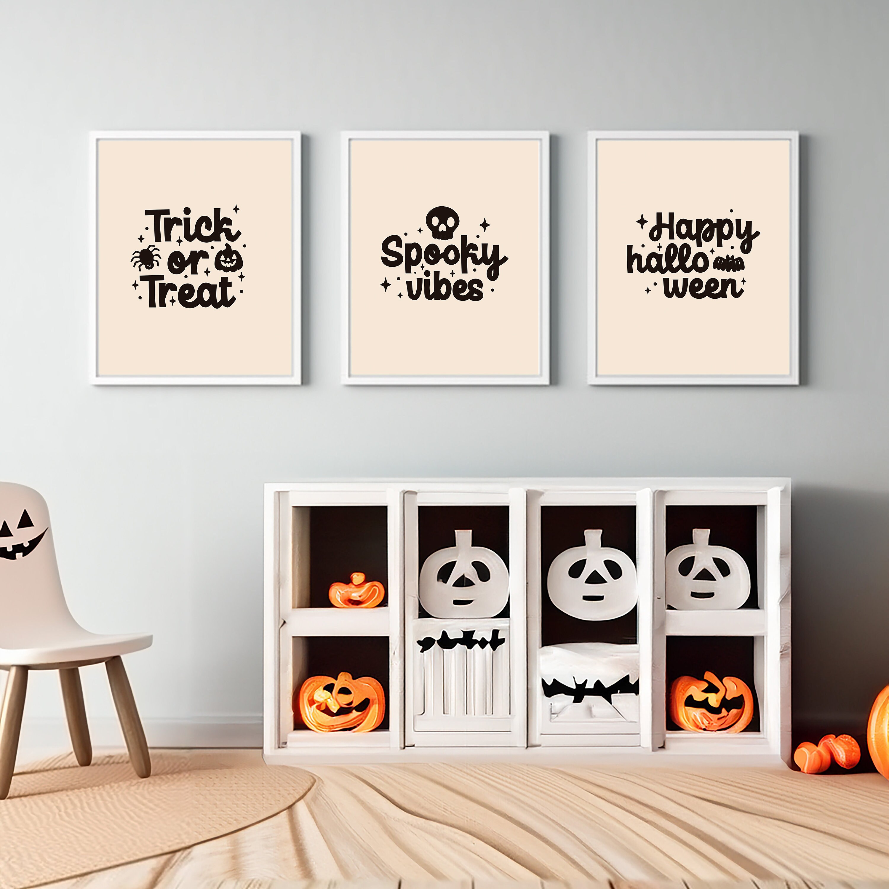 Halloween Decor Set of 3, Minimal Halloween, Classroom Posters, Kids ...