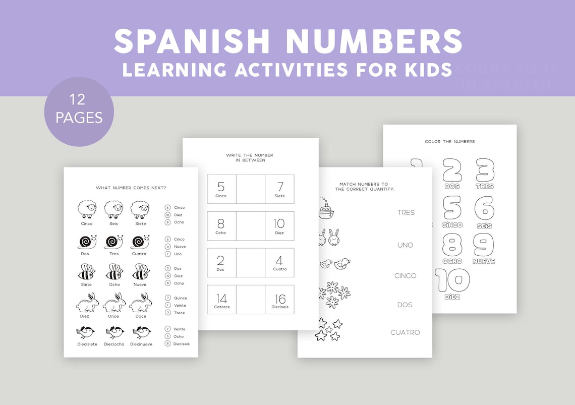 Learning Spanish Numbers, Preschool & Elementary School Worksheets for ...