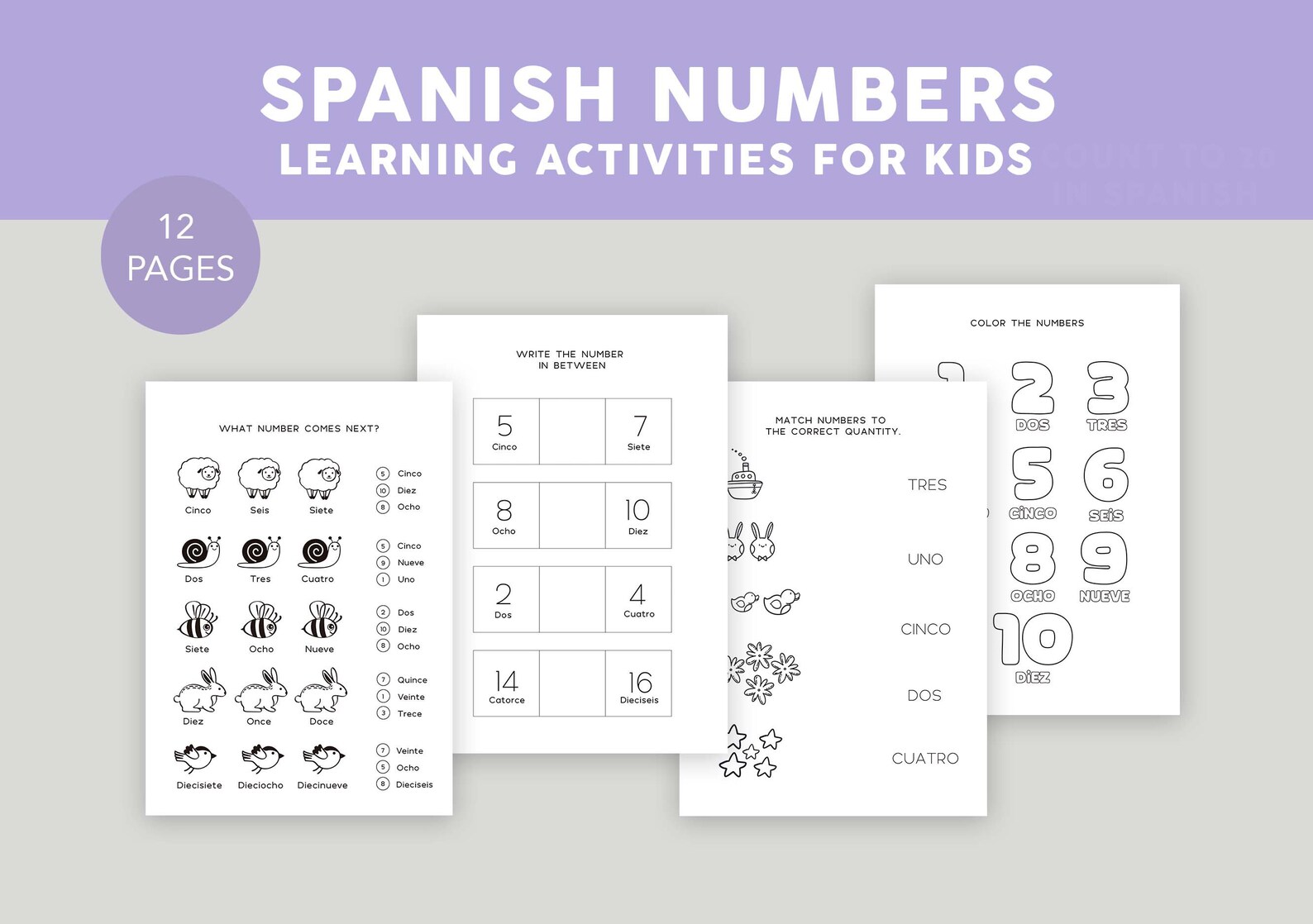 Learning Spanish Numbers, Preschool & Elementary School Worksheets for ...