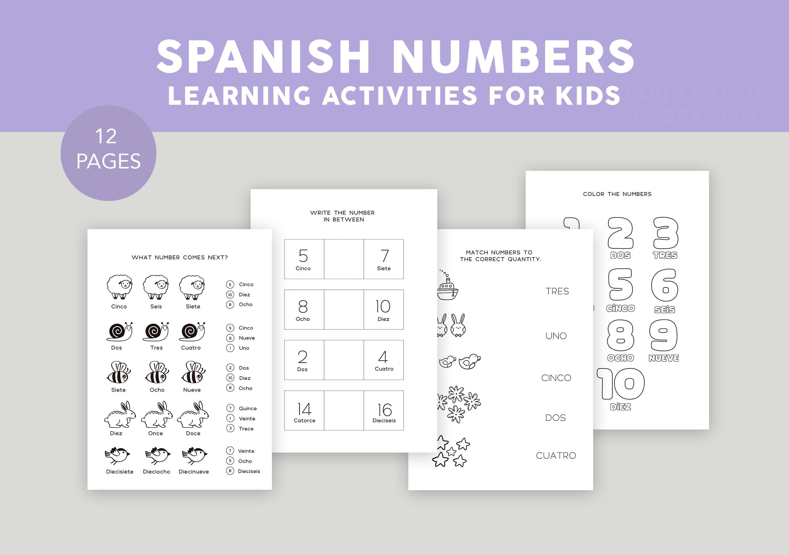 Learning Spanish Numbers, Preschool & Elementary School Worksheets for ...