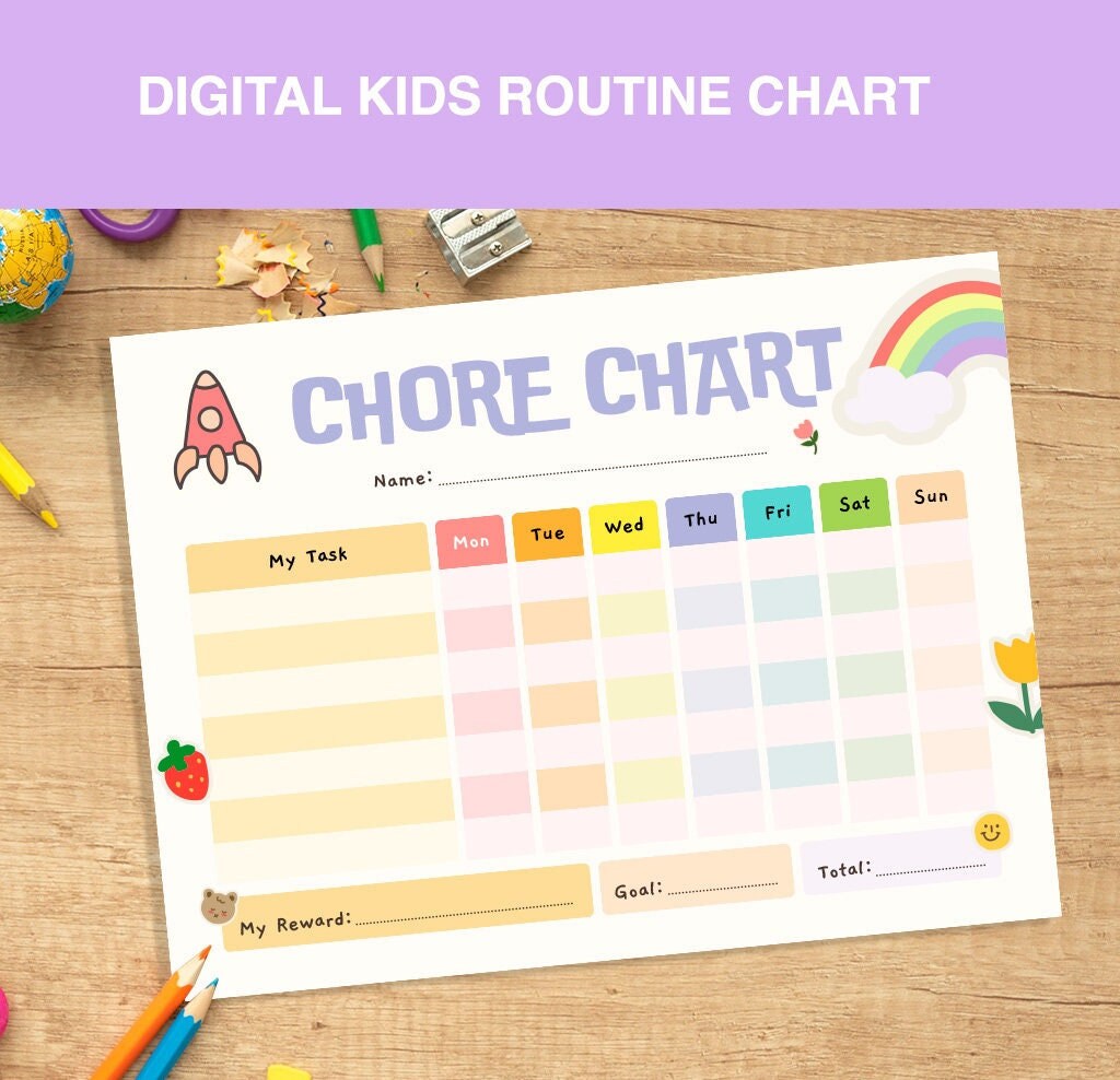 Kids Daily Routine Chart, Routine Chart for Kids, Morning Routine ...