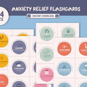 24 Anxiety Relief Flashcards for Kids, Mindfulness Cards, Mental Health ...