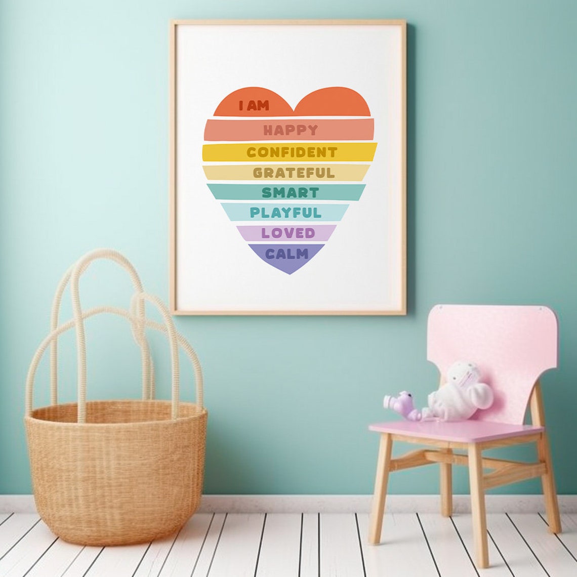 Positive Affirmations for Kids, I Am Posters Positive Posters, Playroom ...