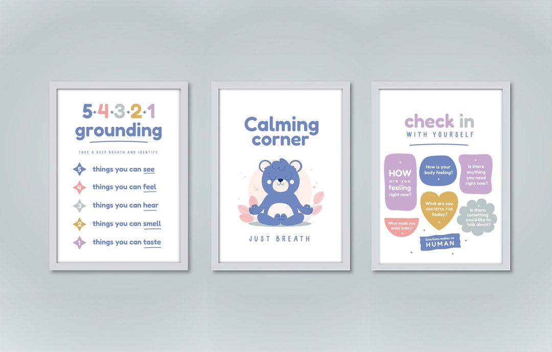 Set of 3 Calming Corner Wall Art, Pastel Colors, Educational Posters ...