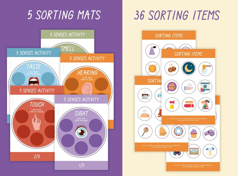 Five Senses Sorting Printable Game, Human Body Worksheets ...