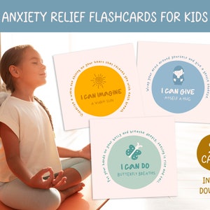 24 Anxiety Relief Flashcards for Kids, Mindfulness Cards, Mental Health ...