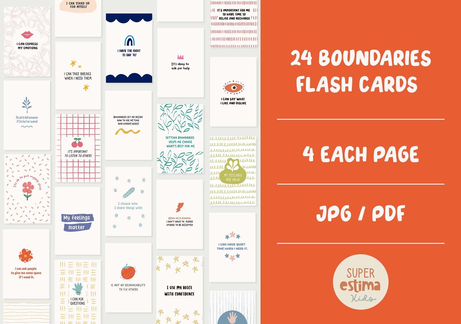 Personal Boundaries Flash Cards for Kids, Healthy Boundaries, Boundary ...