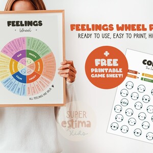 Feelings Wheel Chart, Printable School Psychology Tool, Mental Health ...
