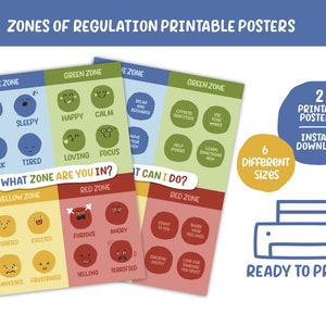 Zones of Regulation Printable Poster, Self Regulation Feelings Chart ...