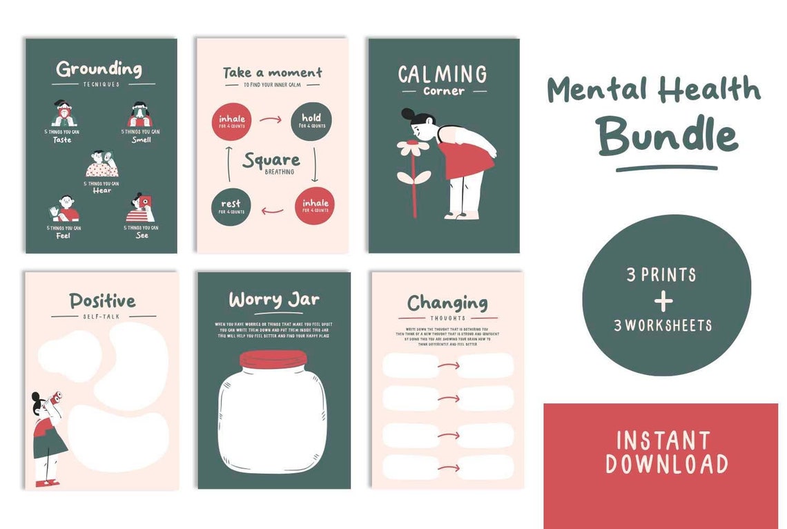 Therapy Office Poster Bundle School Counsellor Grounding - Etsy