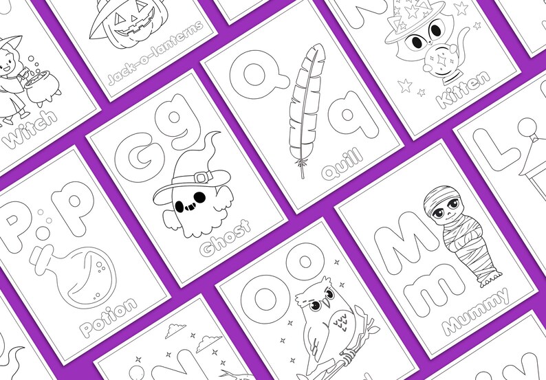 Halloween Alphabet Coloring Pages, ABC Worksheets, Preschool Printables ...