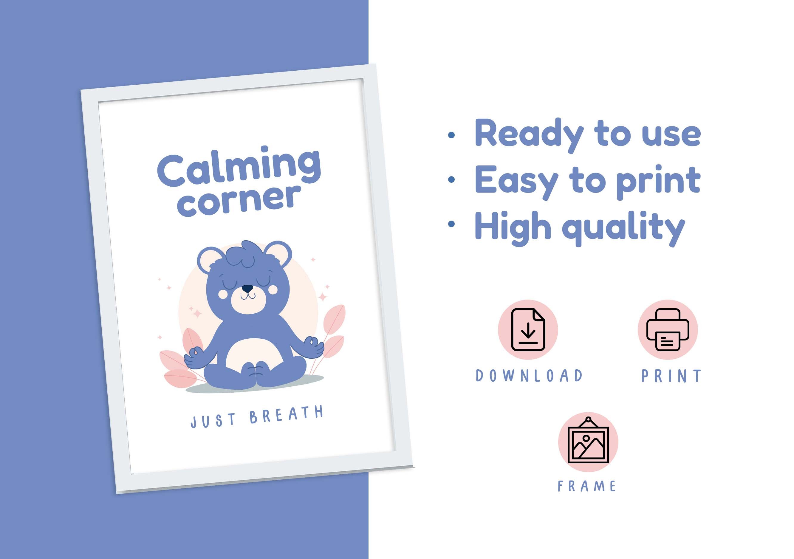 Calming Corner Printable Poster for Classroom, Calm Down Corner, School ...