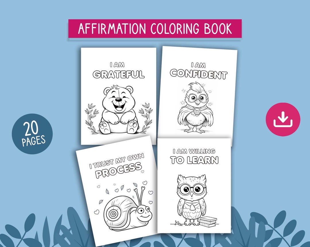 Kids Positive Affirmations, Coloring Pages, PRINTABLE, Activity Sheets ...