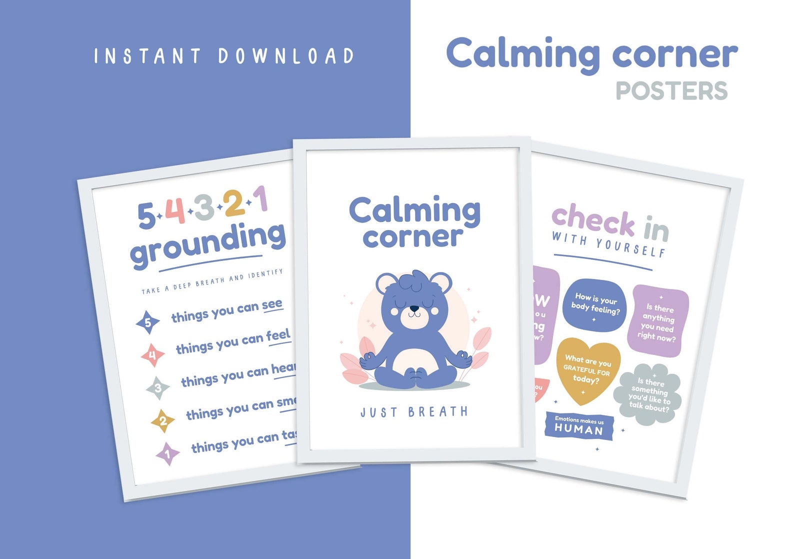 Set of 3 Calming Corner Wall Art, Pastel Colors, Educational Posters ...