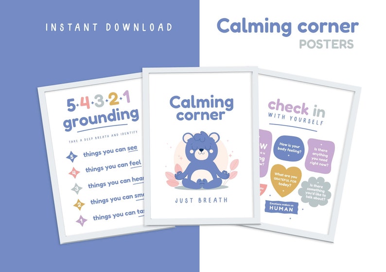 Set of 3 Calming Corner Wall Art, Pastel Colors, Educational Posters ...