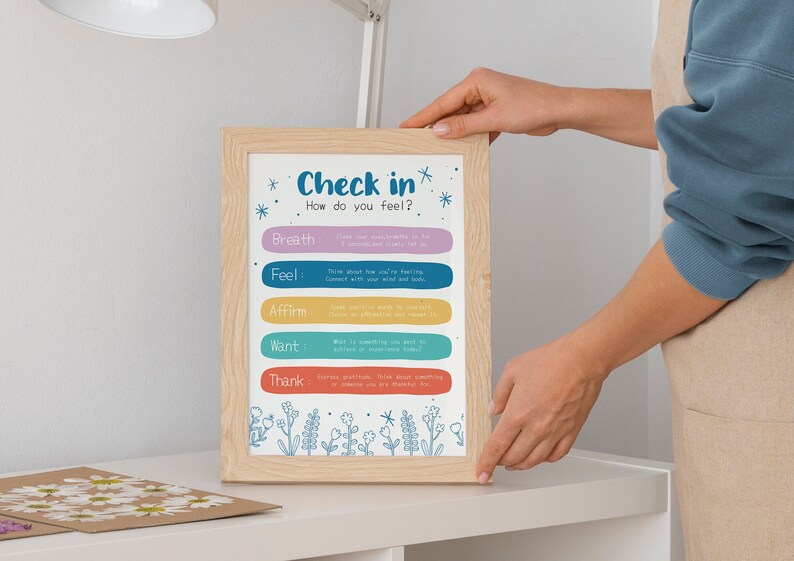 Feelings Check in Poster, Self-care Check-in, Check in Therapy Office ...