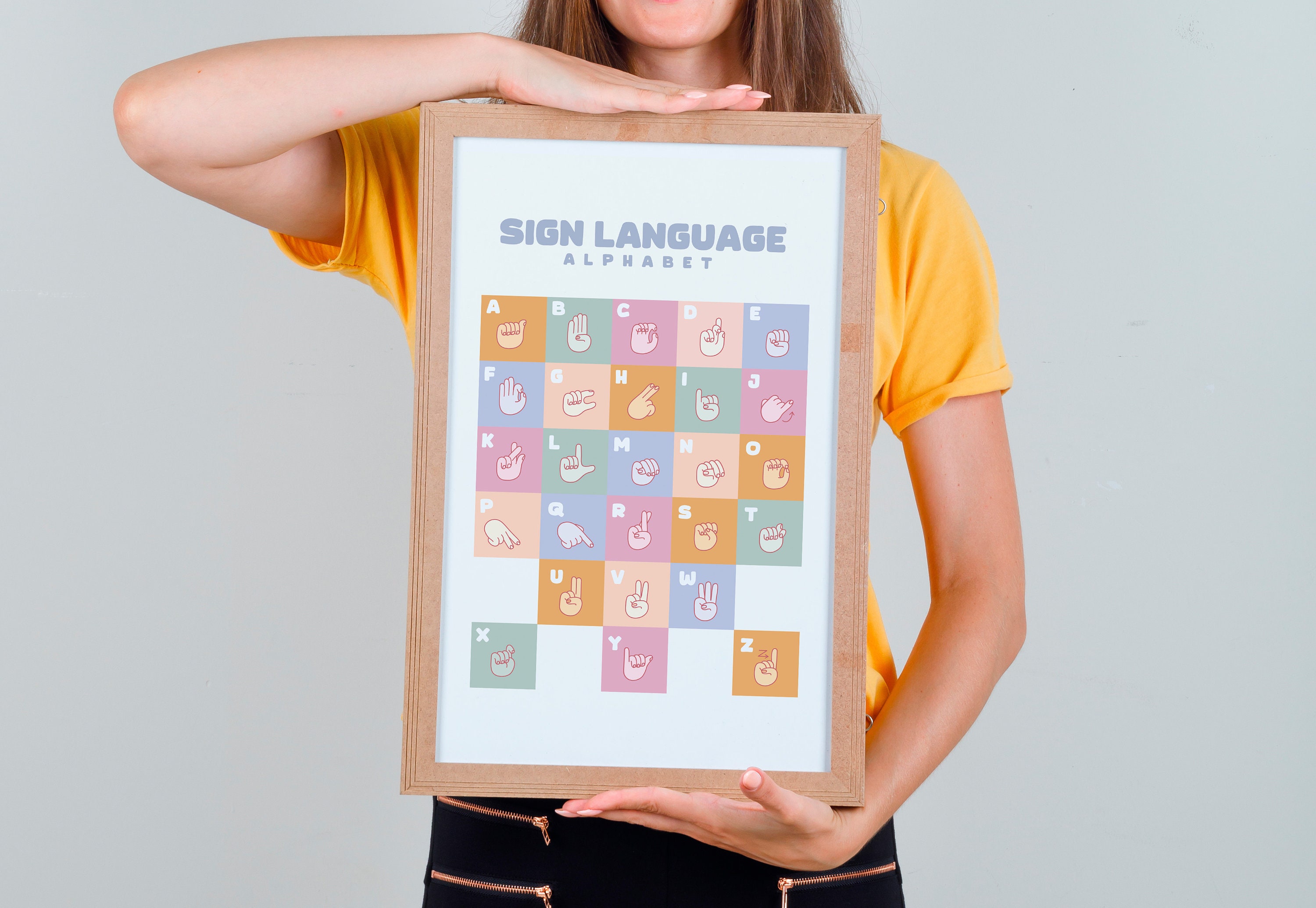 ASL, American Sign Language Alphabet Poster, Deaf Alphabet, Educational ...