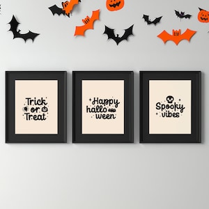 Halloween Decor Set of 3, Minimal Halloween, Classroom Posters, Kids ...