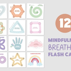 Mindfulness Breathing Flashcards for Kids, Anxiety Relief, Calm Down ...