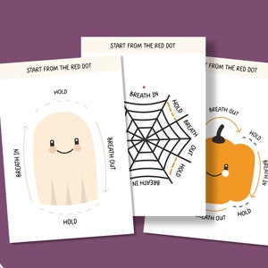 Halloween Breathing Exercises Flashcards for Kids, Calming Corner ...
