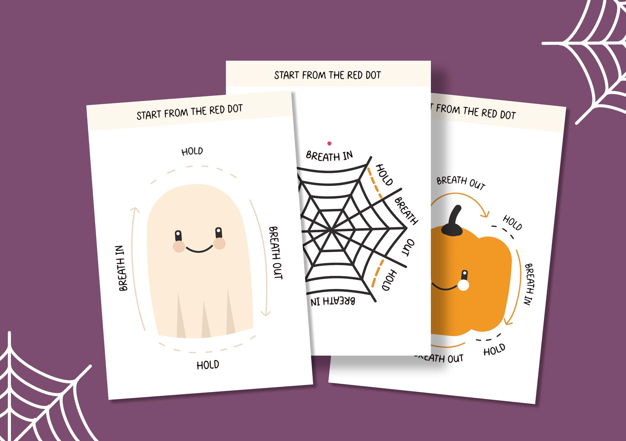 Halloween Breathing Exercises Flashcards for Kids, Calming Corner ...