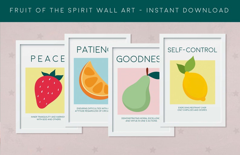 Fruit of Spirit Printable Wall Art Kids, Bible Verse, Christian Posters ...
