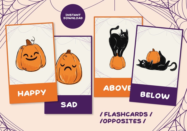 Halloween Opposite Flashcards, Montessori Homeschool Flashcards ...