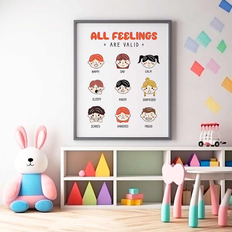 Feelings Chart for Kids, Emotions Print, Educational Wall Art ...