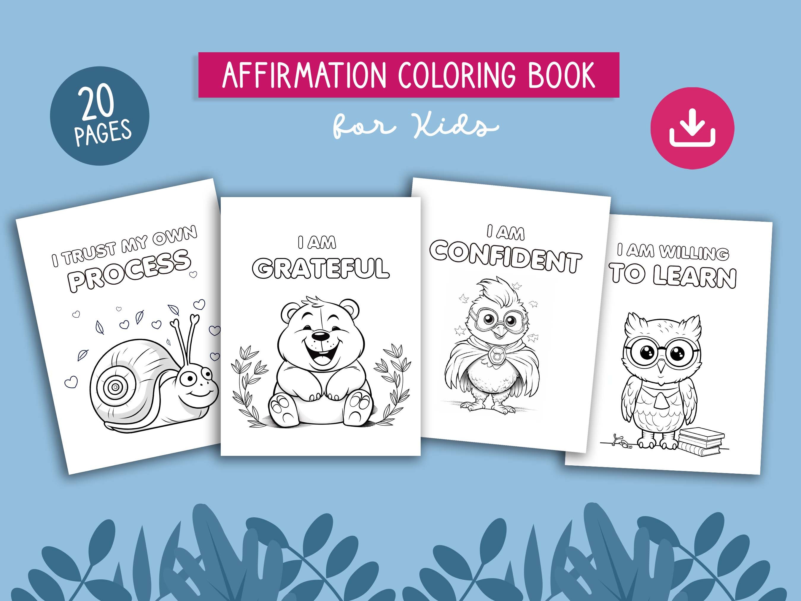 Kids Positive Affirmations, Coloring Pages, PRINTABLE, Activity Sheets ...