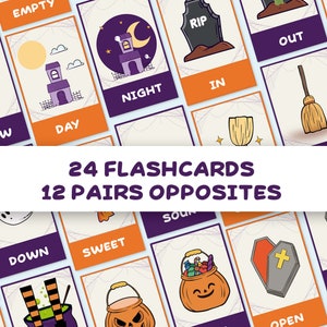 Halloween Opposite Flashcards, Montessori Homeschool Flashcards ...