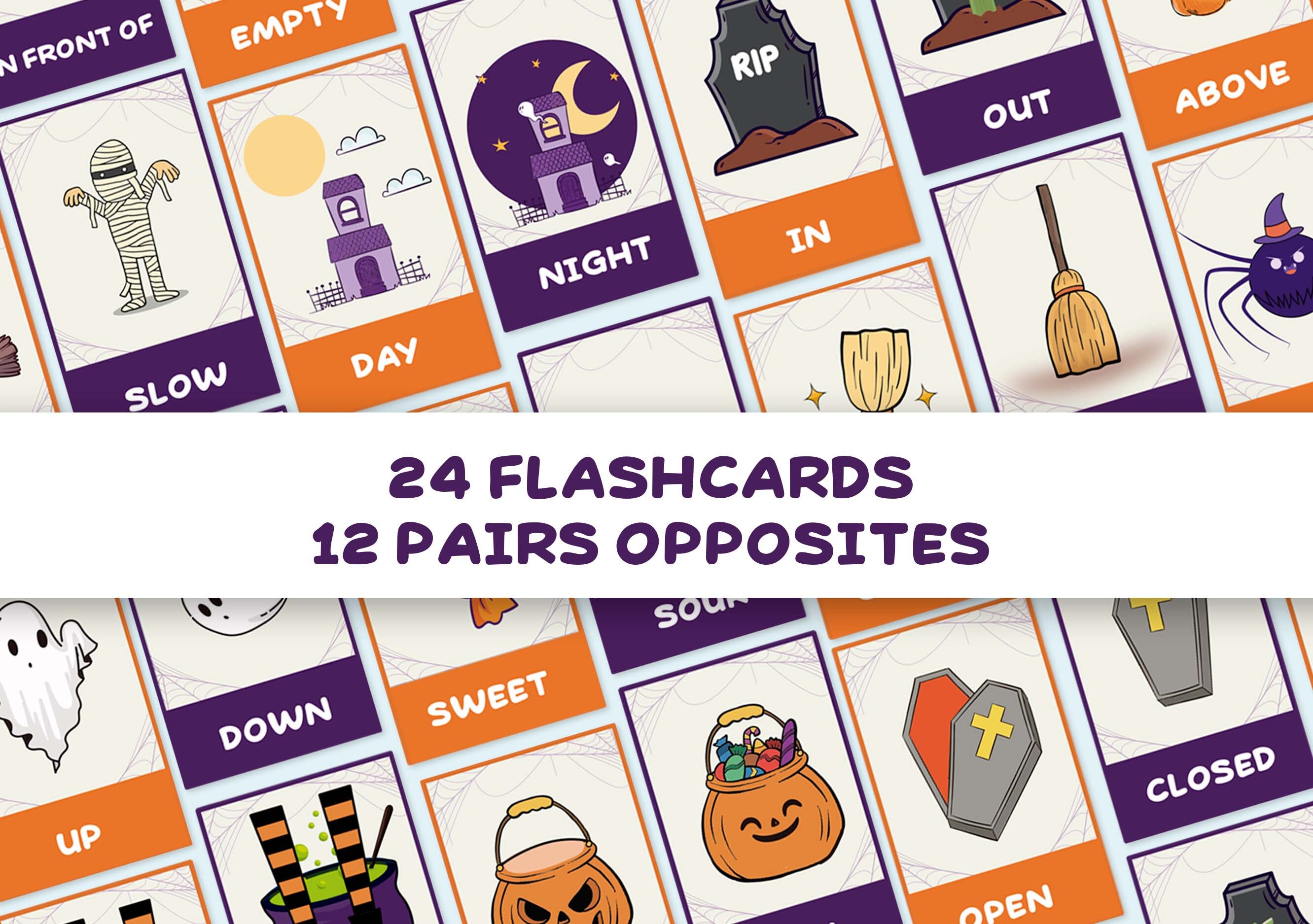 Halloween Opposite Flashcards, Montessori Homeschool Flashcards ...