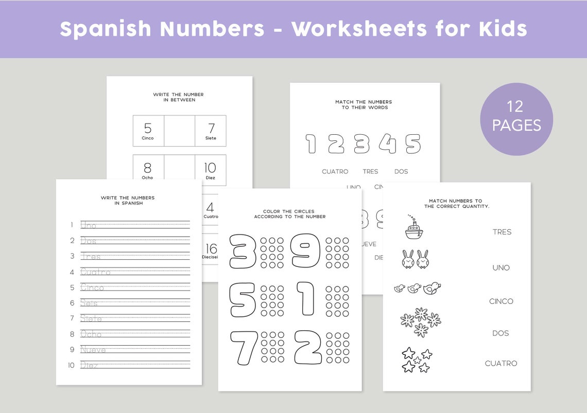 Learning Spanish Numbers, Preschool & Elementary School Worksheets for ...