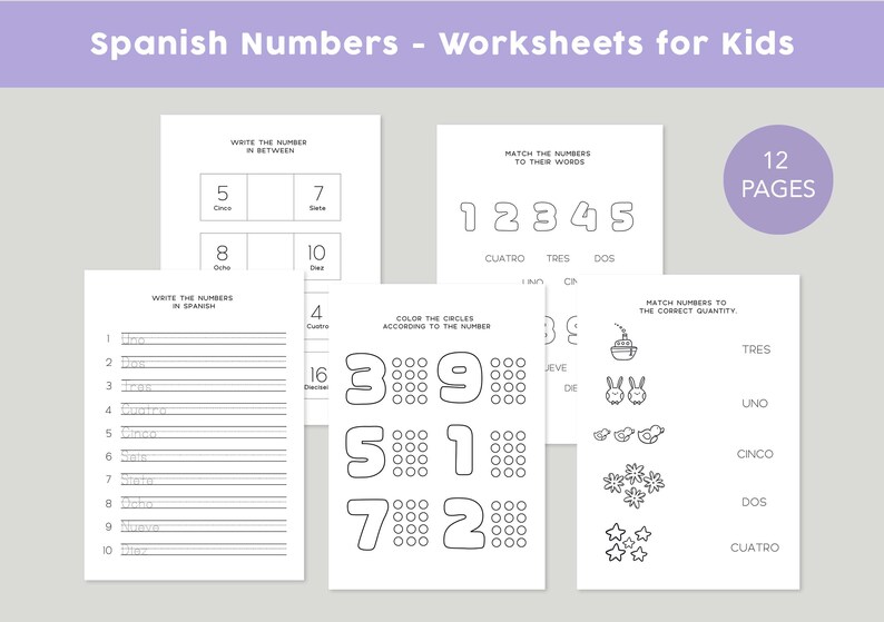 Learning Spanish Numbers, Preschool & Elementary School Worksheets for ...