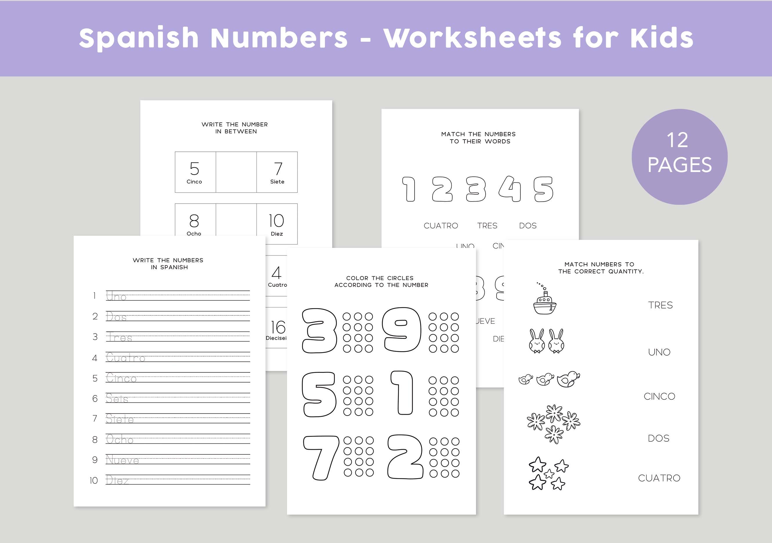Learning Spanish Numbers, Preschool & Elementary School Worksheets for ...