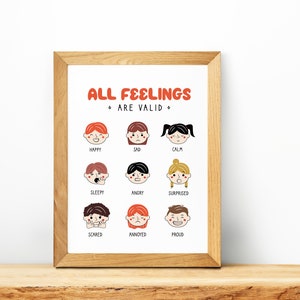 Feelings Chart for Kids, Emotions Print, Educational Wall Art ...
