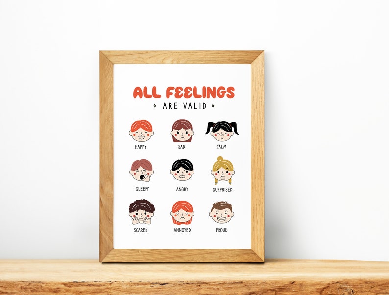 Feelings Chart for Kids, Emotions Print, Educational Wall Art ...