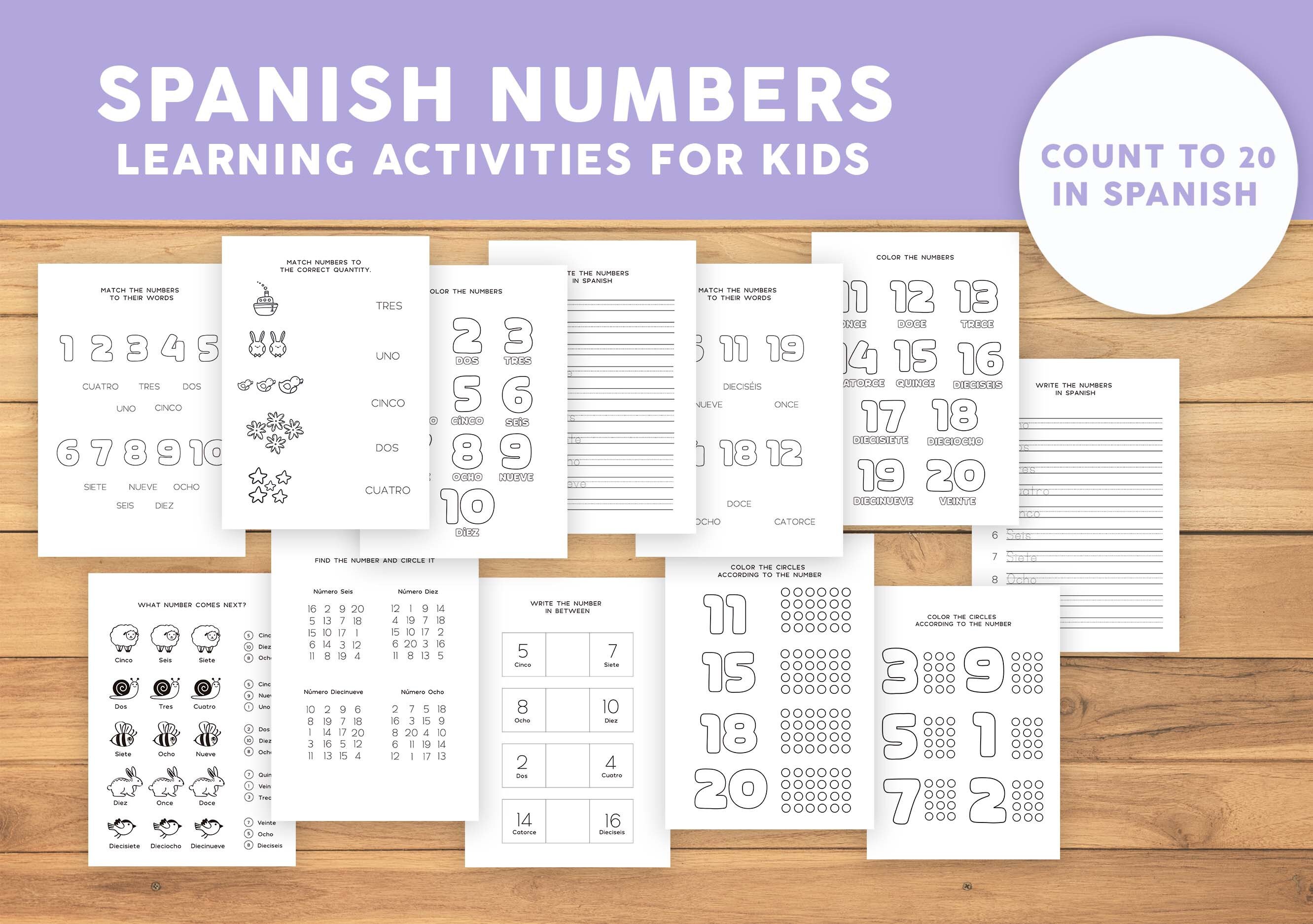 Learning Spanish Numbers, Preschool & Elementary School Worksheets for ...